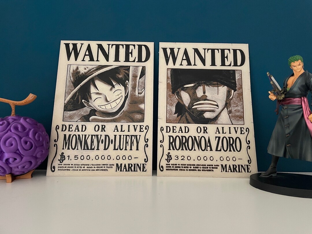 One Piece Wanted Luffy Zoro Shield Image Anime Manga - Etsy