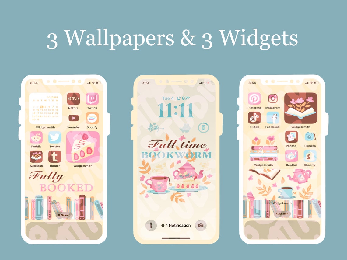 Cute Bookworm App Icon Set Book Lovers IOS Icon Set iPhone Icons for ...