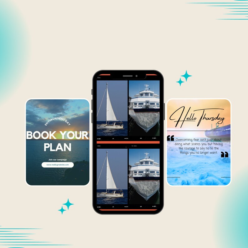 180 Yacht Social Media Posts 90 Yacht Social Media Stories and Posts ...