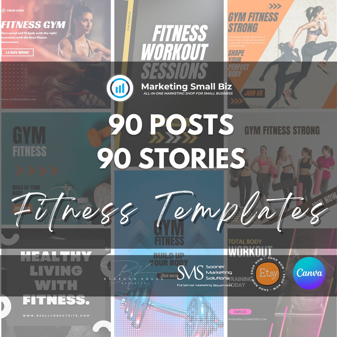 180 Fitness Social Media Posts 90 Fitness Social Media Stories and ...