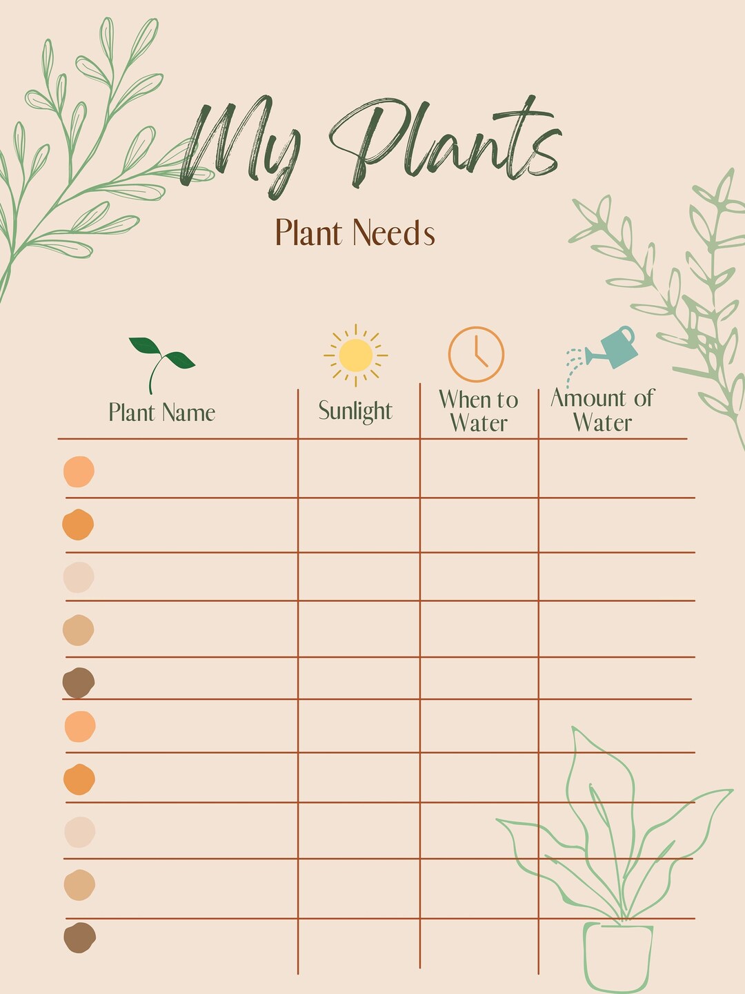 Plant Tracker Digital Download - Etsy