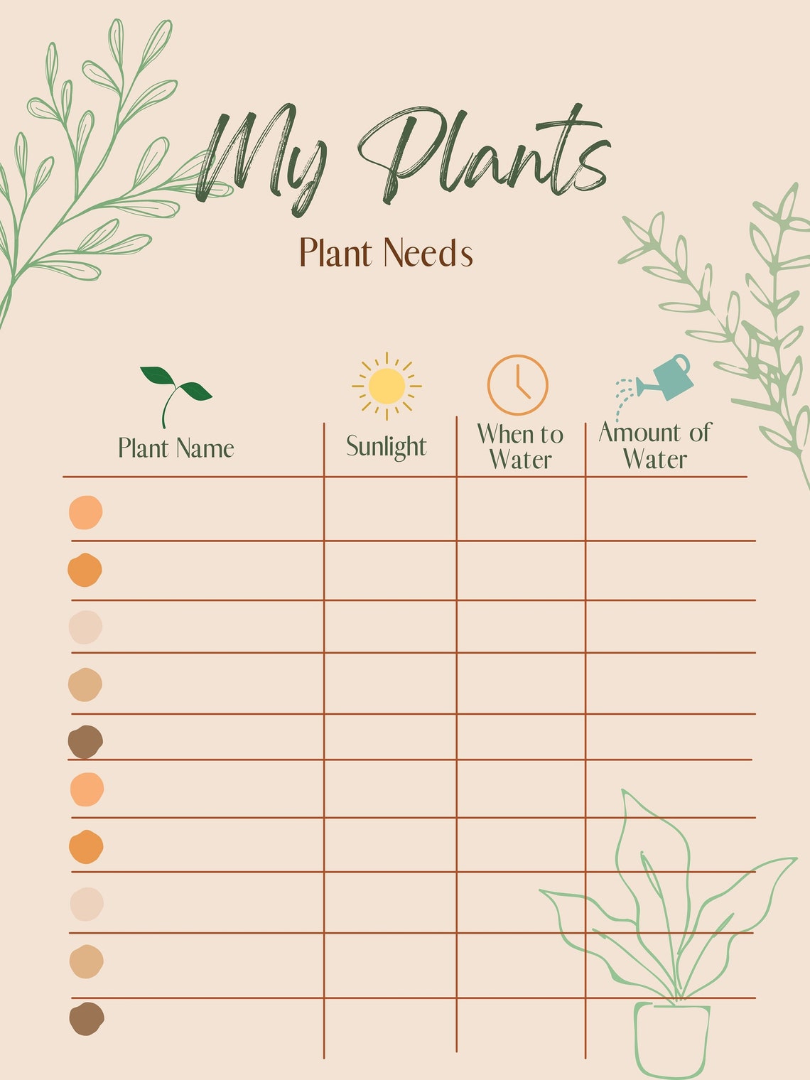 Plant Tracker Digital Download - Etsy