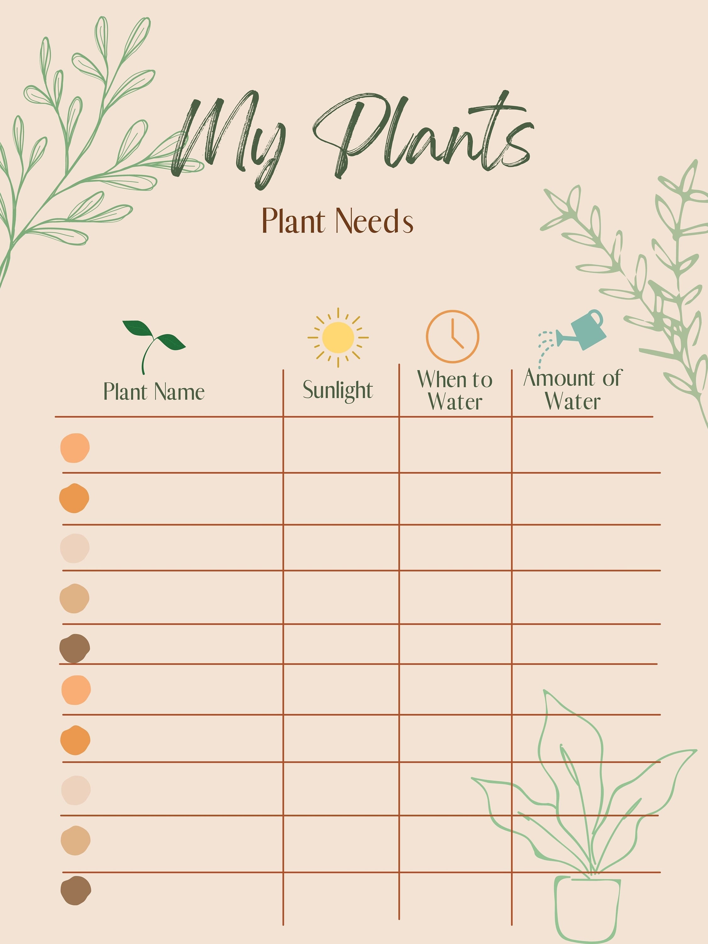 Plant Tracker Digital Download - Etsy