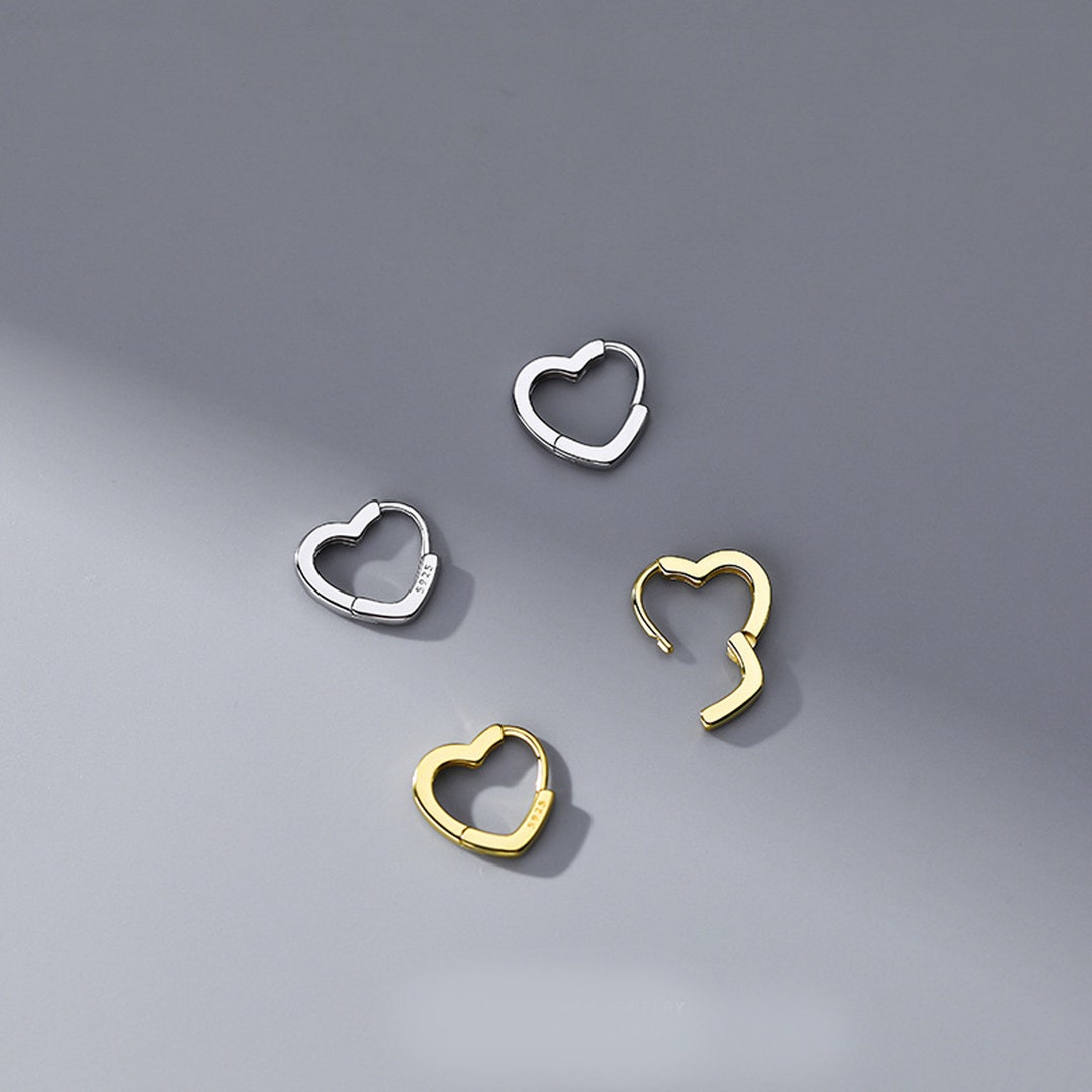 Dainty Heart Hoop Earrings,heart Hoops,gold Heart Hoop Earrings ...