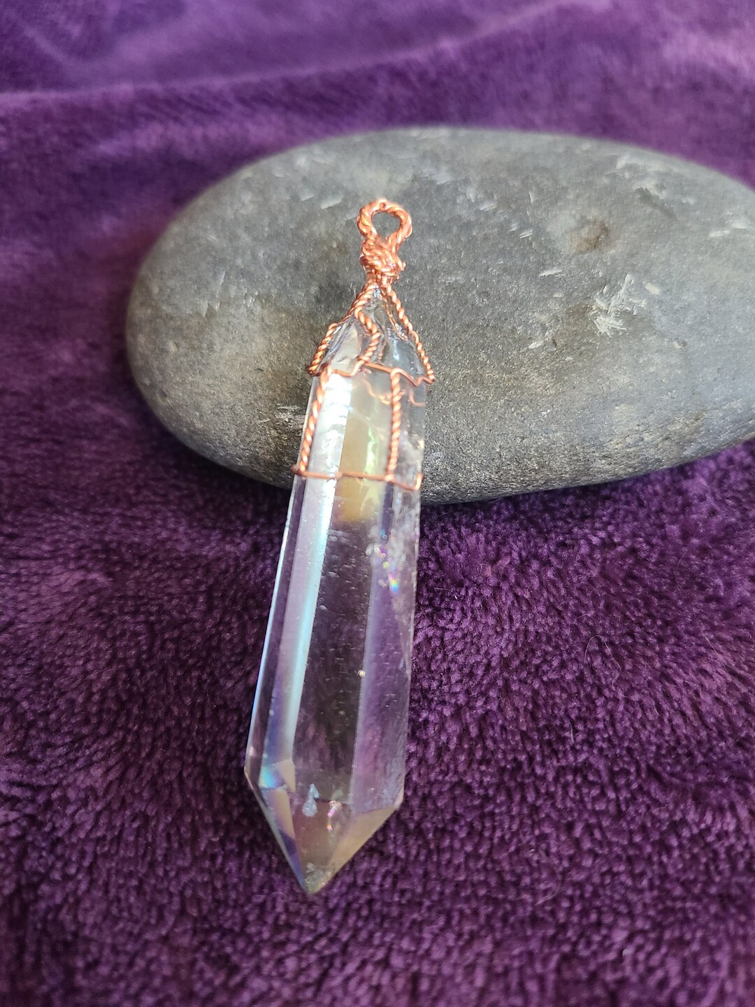 Aura Quartz Chandelier Point Wire Wrapped Crystal Pendant - Etsy