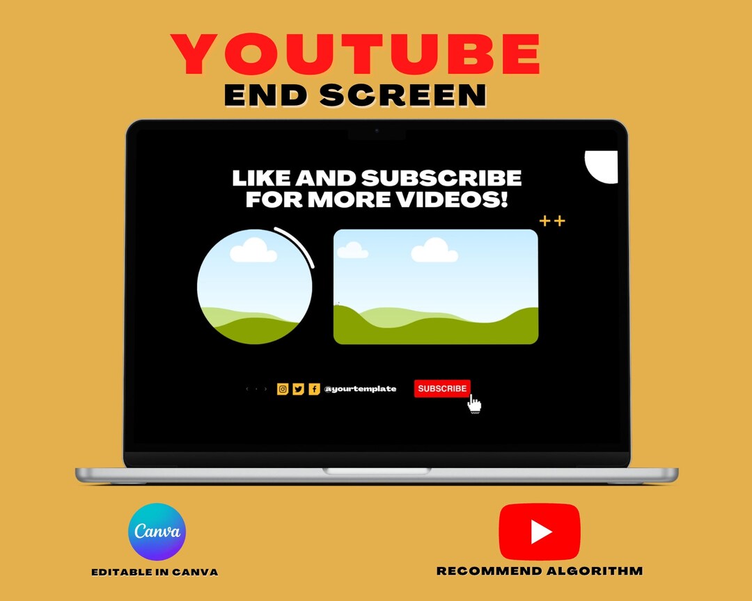 Youtube Outro End Screen | Youtube Channel Art | Instant Download - Etsy