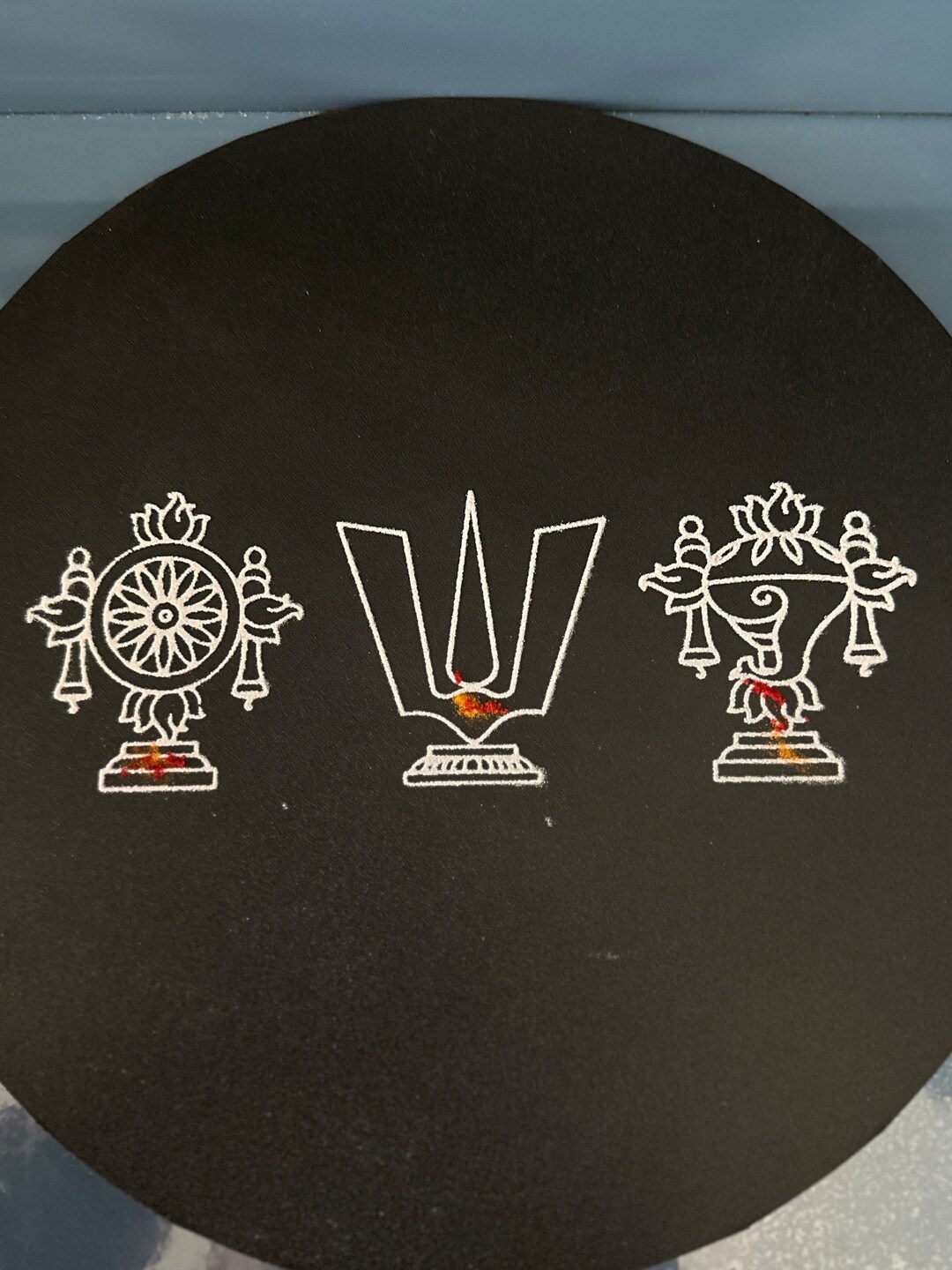 Shankha Chakra Namah Rangoli Stencil: Reusable Puja Decor (9x5x1) - Etsy