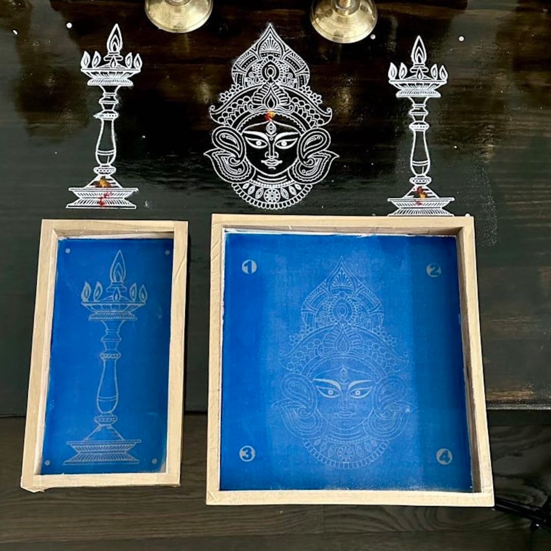 Rangoli Stencils Combo Devi and Samai / Kolam Stencil/ Varalakshmi ...