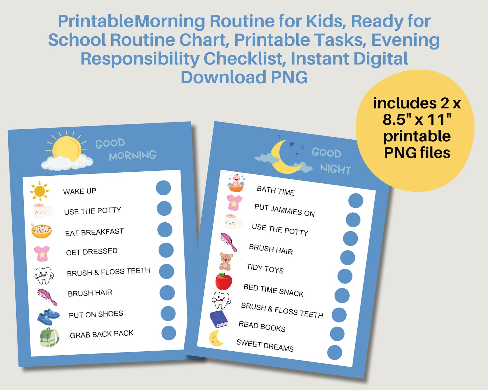 Morning Routine for Kids, Ready for School Routine Chart, Printable ...