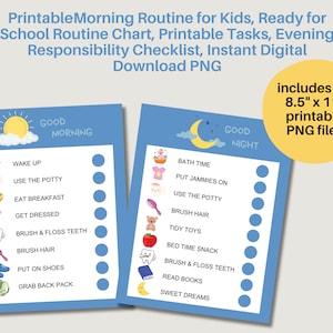 Morning Routine for Kids, Ready for School Routine Chart, Printable ...