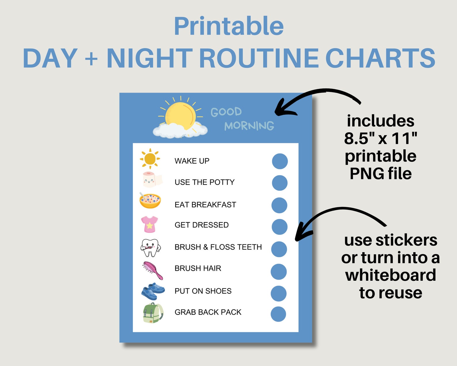 Morning Routine for Kids, Ready for School Routine Chart, Printable ...