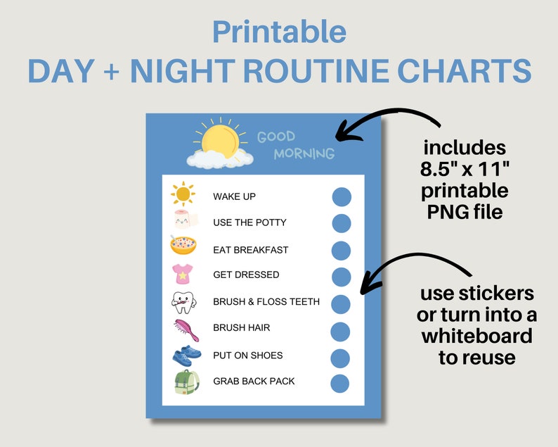 Morning Routine for Kids, Ready for School Routine Chart, Printable ...