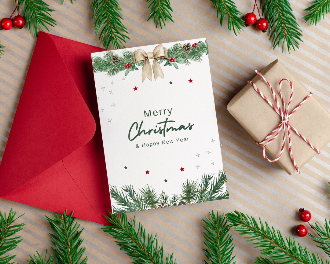 Printable 5x7 Greeting Card, Merry Christmas Card, Instant Digital ...