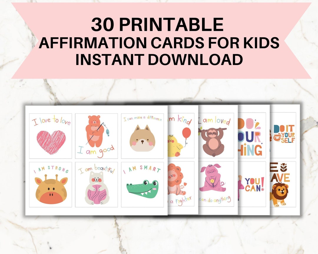 Children's Positive Affirmation Cards | Set of 30 Printable Kids ...