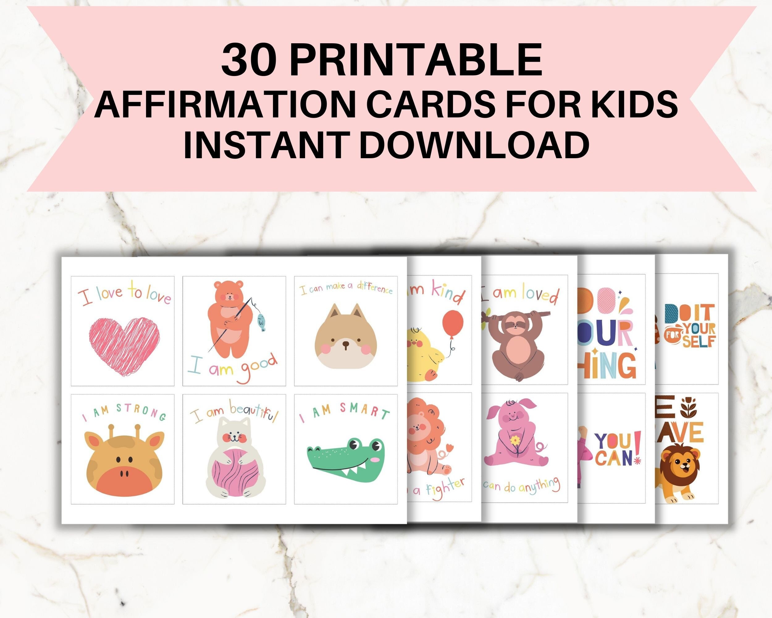 Children's Positive Affirmation Cards | Set of 30 Printable Kids ...