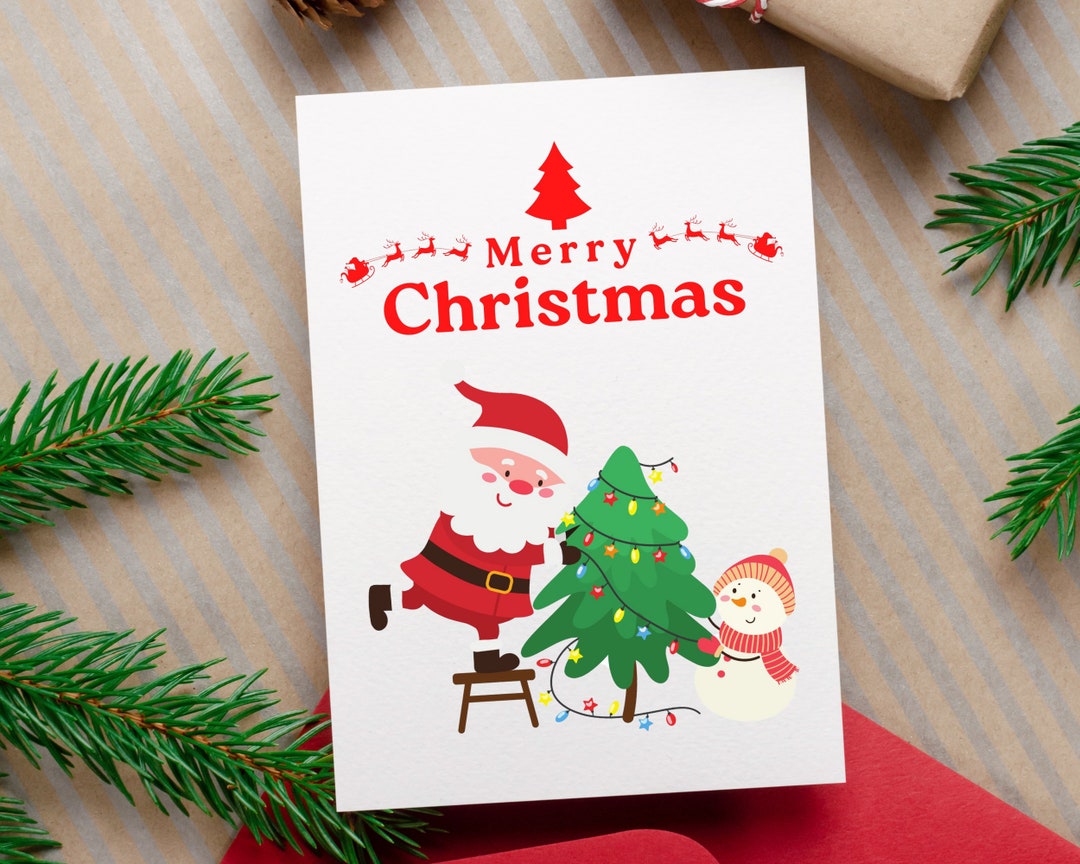 Printable 5x7 Greeting Card, Merry Christmas Card, Instant Digital ...