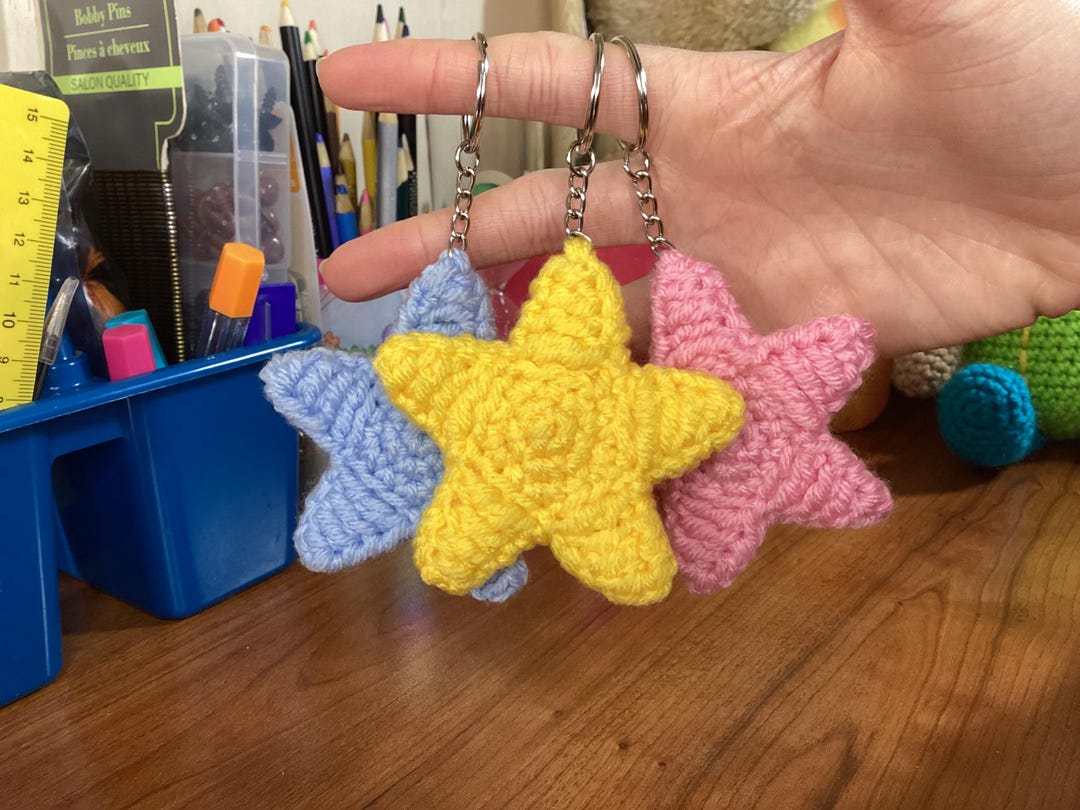 Crochet Star Keychains, Yarn, Handmade Accessory - Etsy