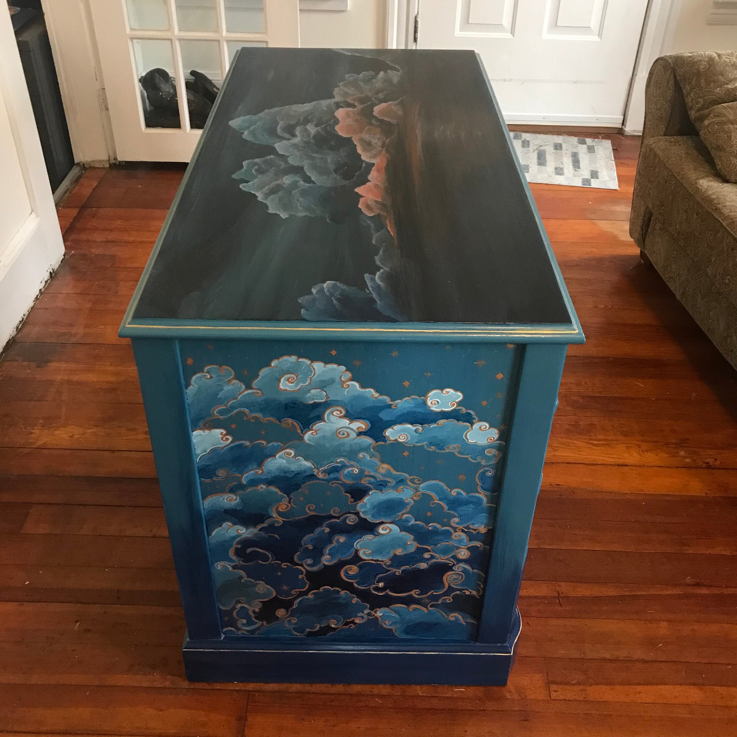 SOLD Cloud Dream Desk, Desk, Desks, Desk Decor, Hand-painted, Clouds ...