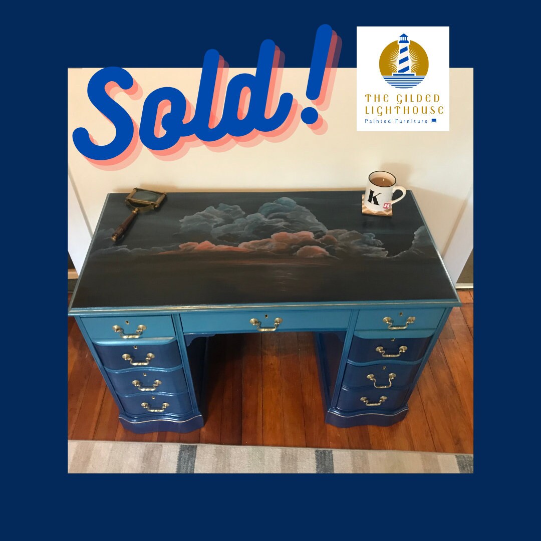 SOLD Cloud Dream Desk, Desk, Desks, Desk Decor, Hand-painted, Clouds ...