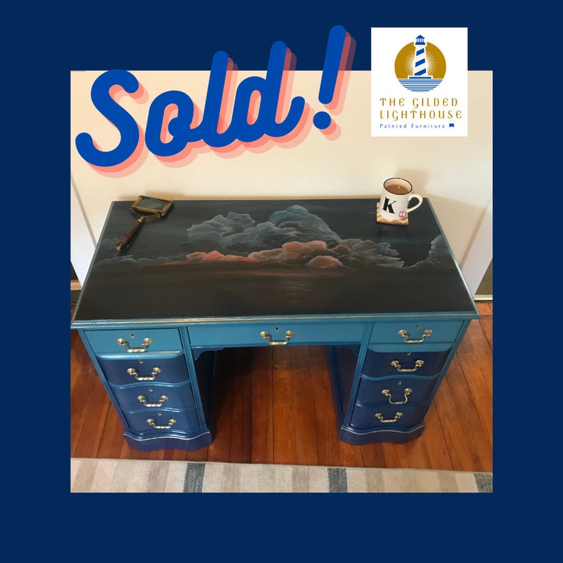 SOLD Cloud Dream Desk, Desk, Desks, Desk Decor, Hand-painted, Clouds ...