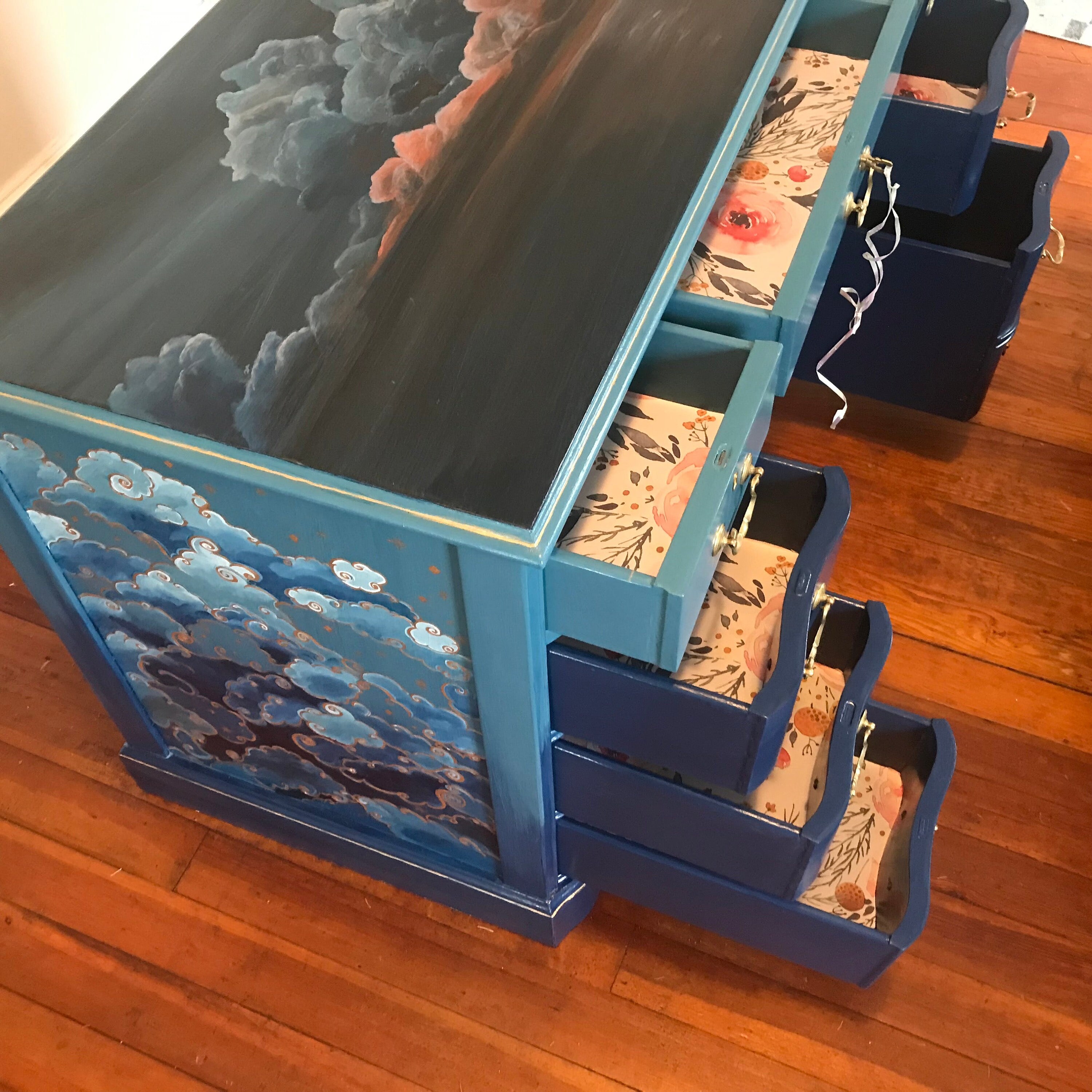 SOLD Cloud Dream Desk, Desk, Desks, Desk Decor, Hand-painted, Clouds ...