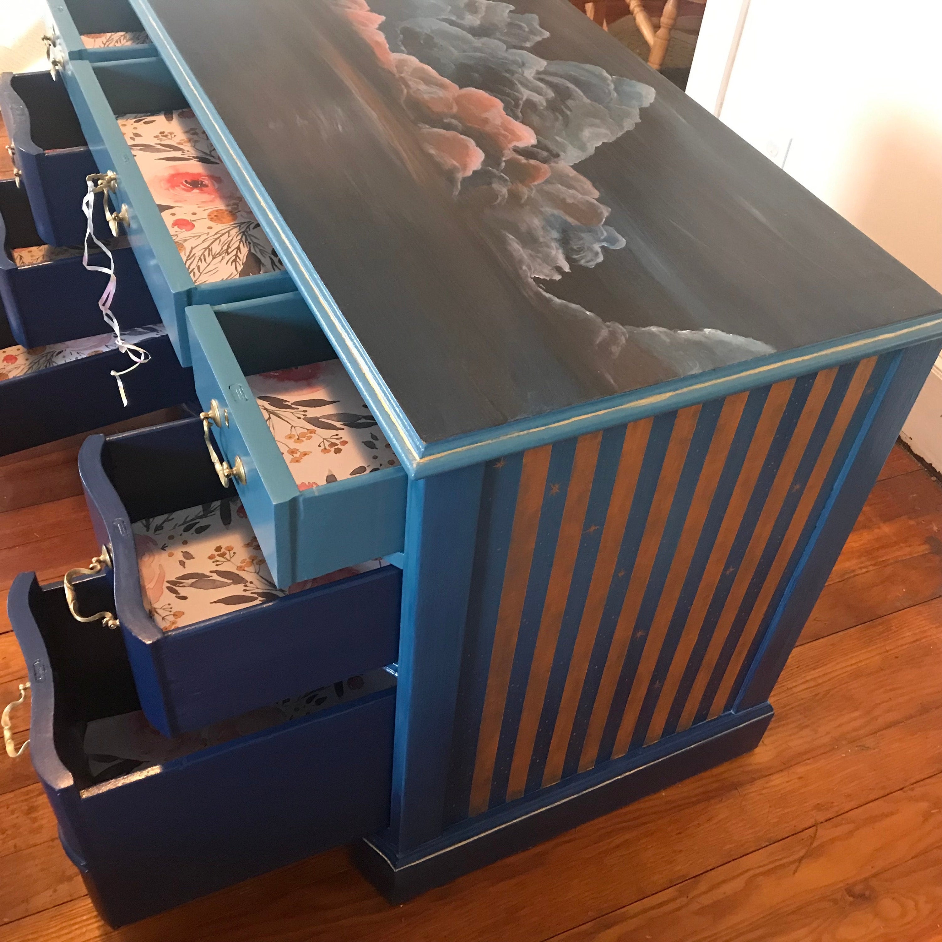 SOLD Cloud Dream Desk, Desk, Desks, Desk Decor, Hand-painted, Clouds ...