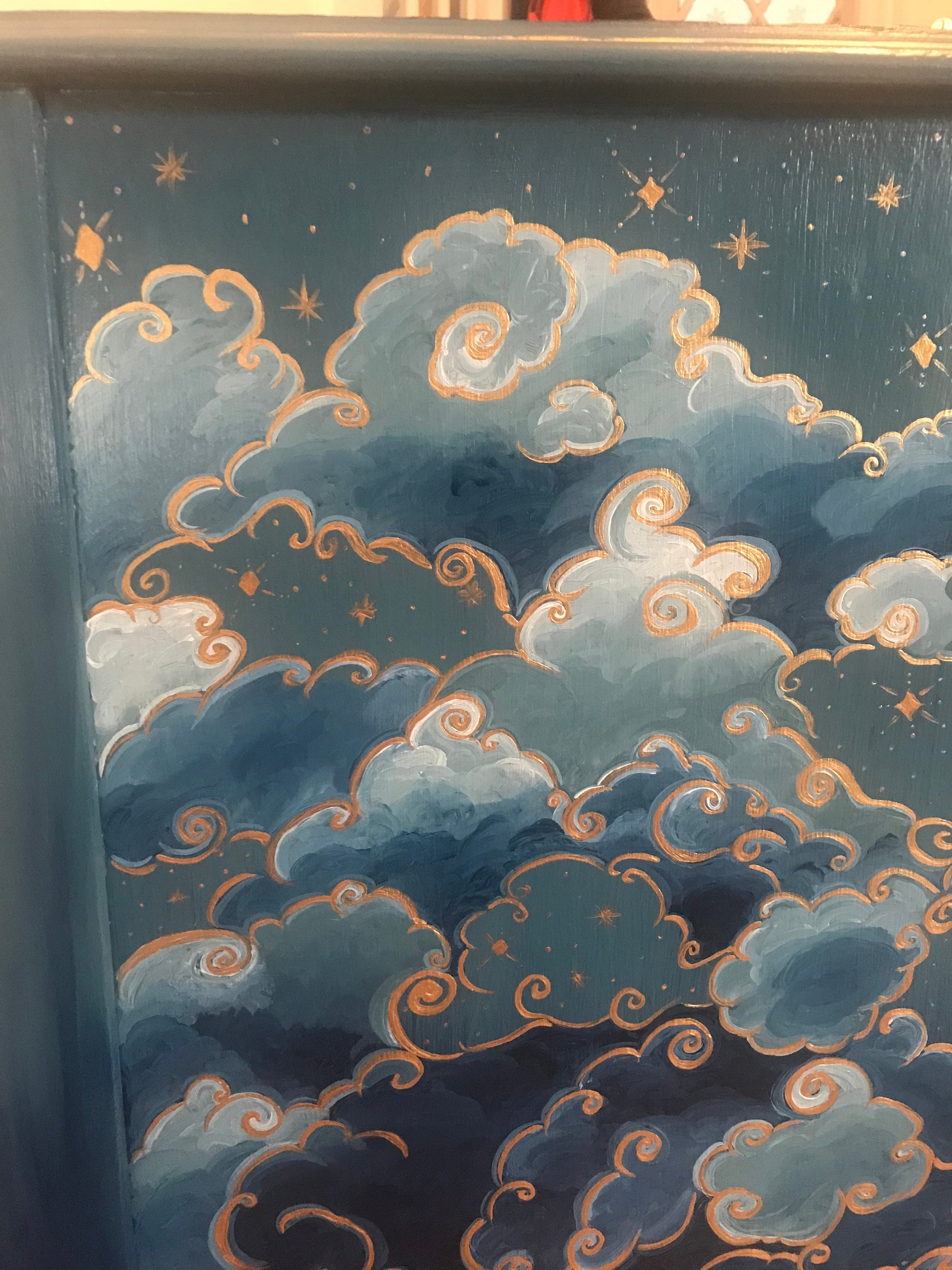 SOLD Cloud Dream Desk, Desk, Desks, Desk Decor, Hand-painted, Clouds ...