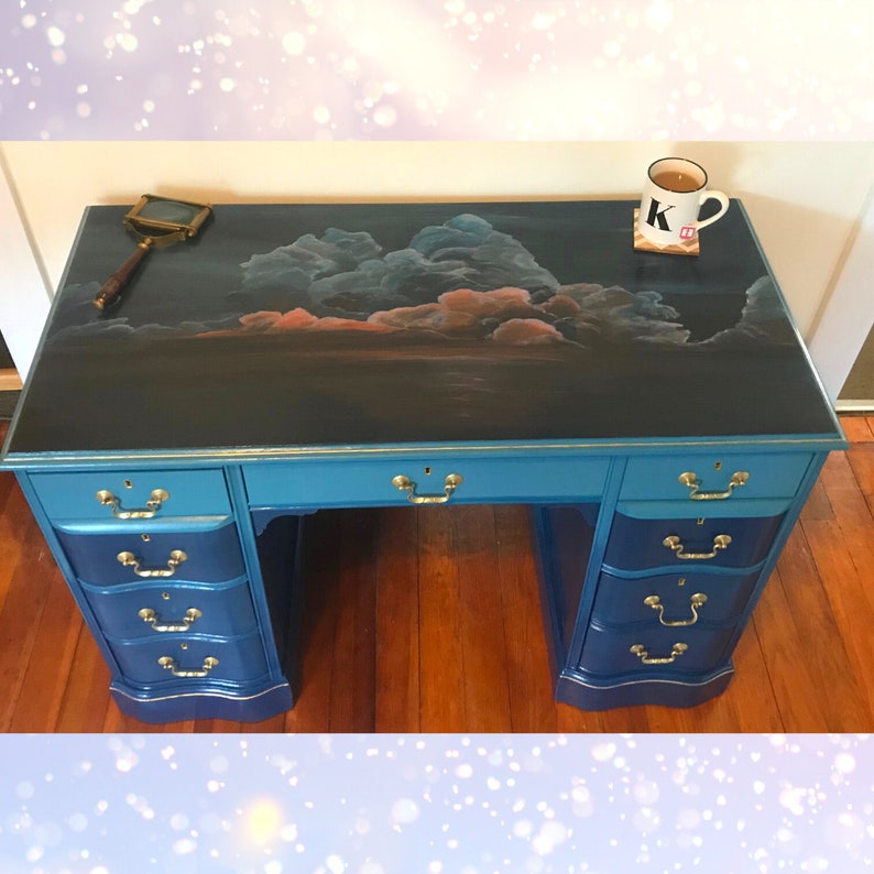SOLD Cloud Dream Desk, Desk, Desks, Desk Decor, Hand-painted, Clouds ...