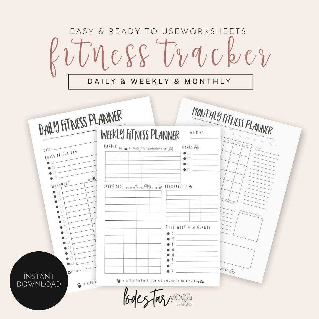 Printable Fitness Planner, Daily Exercise Planner, Weekly Workout ...