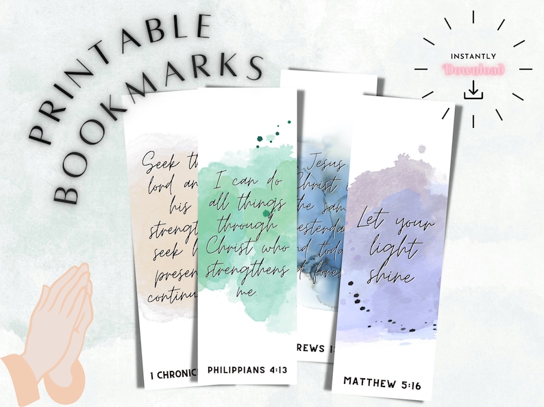 Printable Bookmarks, Set of Printable Bookmarks, Digital Bookmarks ...