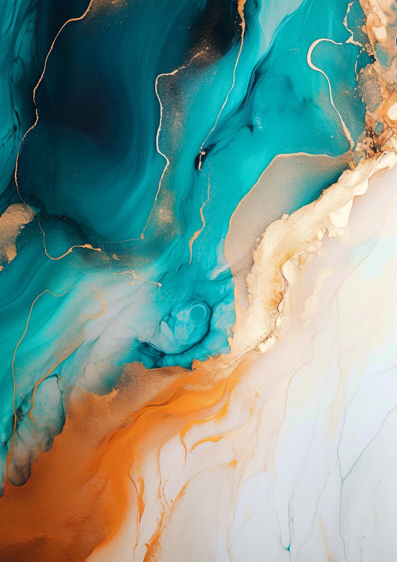 Teal and Copper, Abstract Wall Art Prints, Minimalist Prints, Modern ...