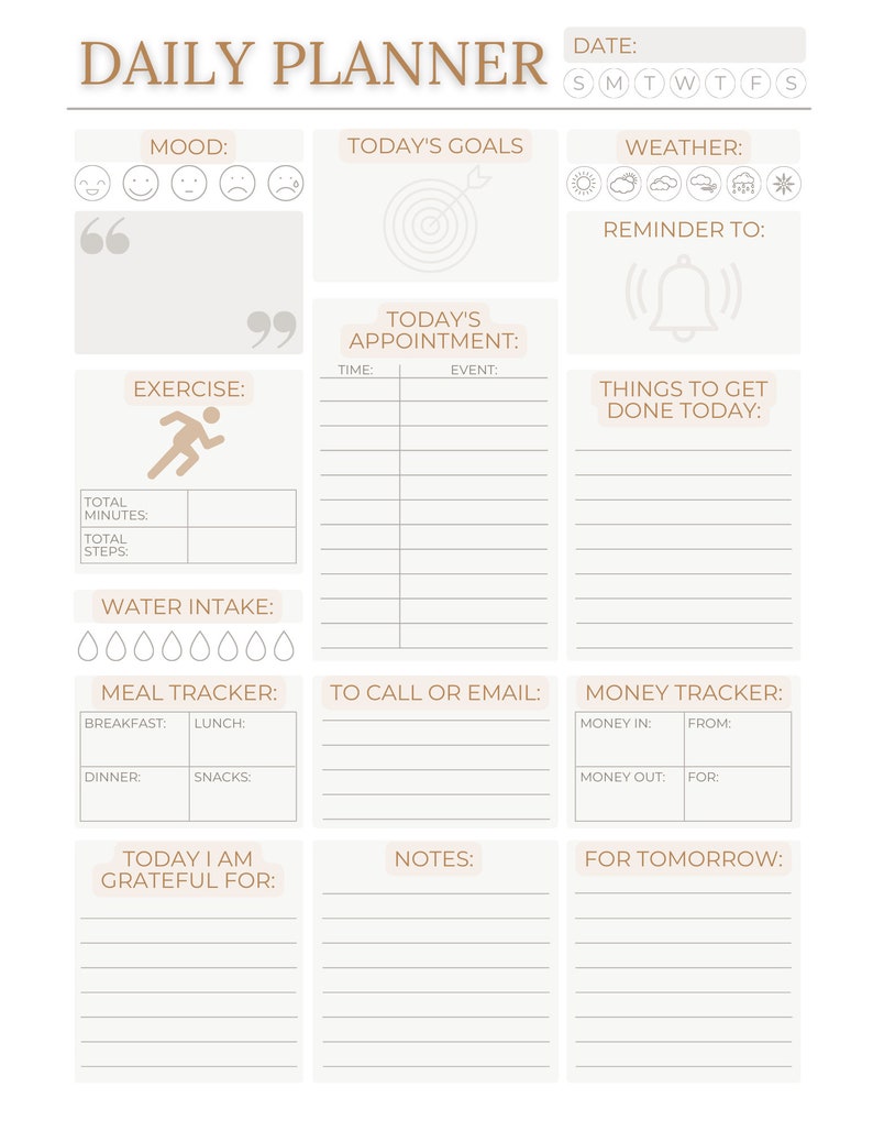 Daily to Do List Printable, Instant Download, Daily Planner - Etsy