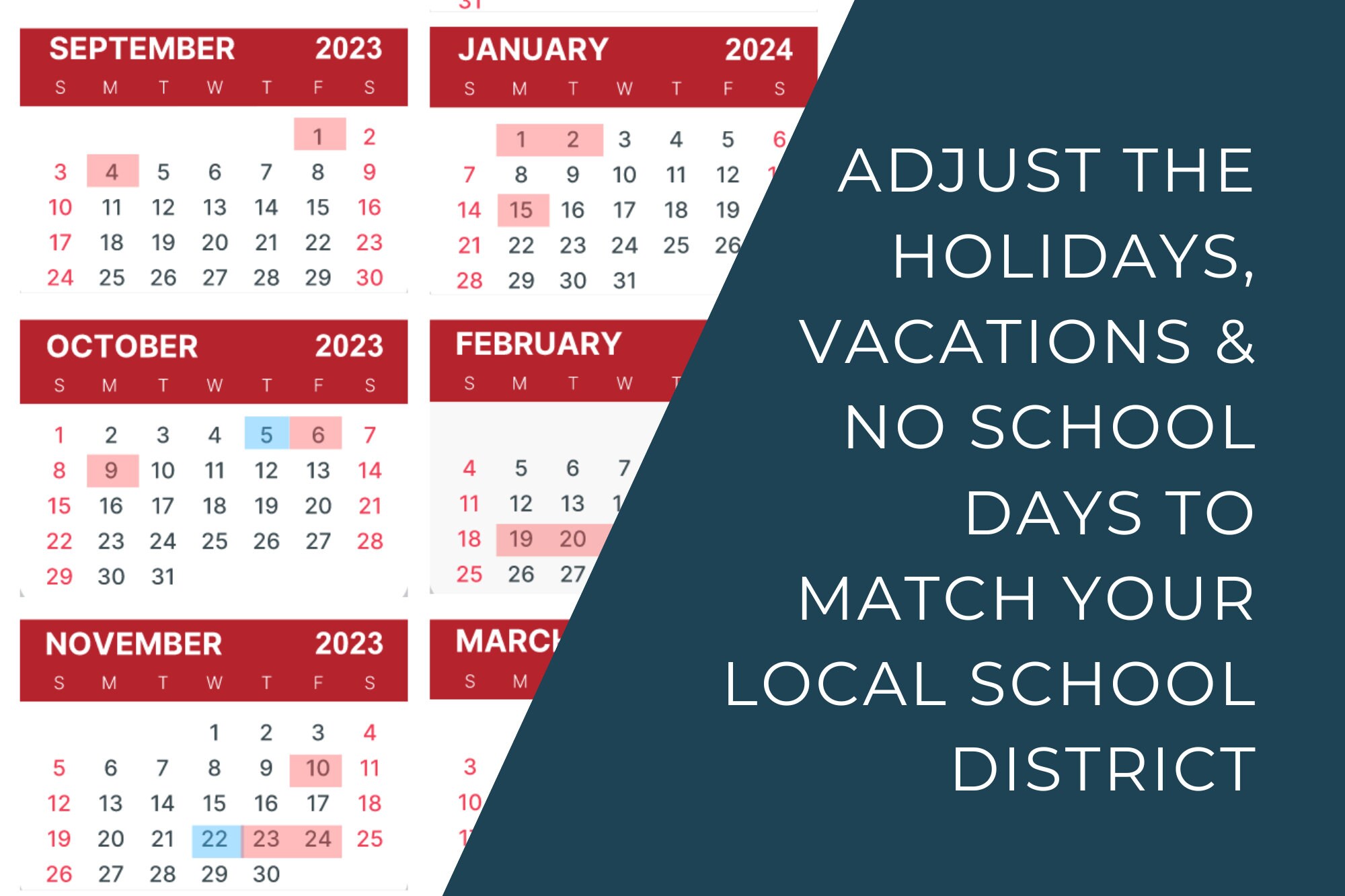 Canva Template Branded School Calendar Template for Realtors - Etsy