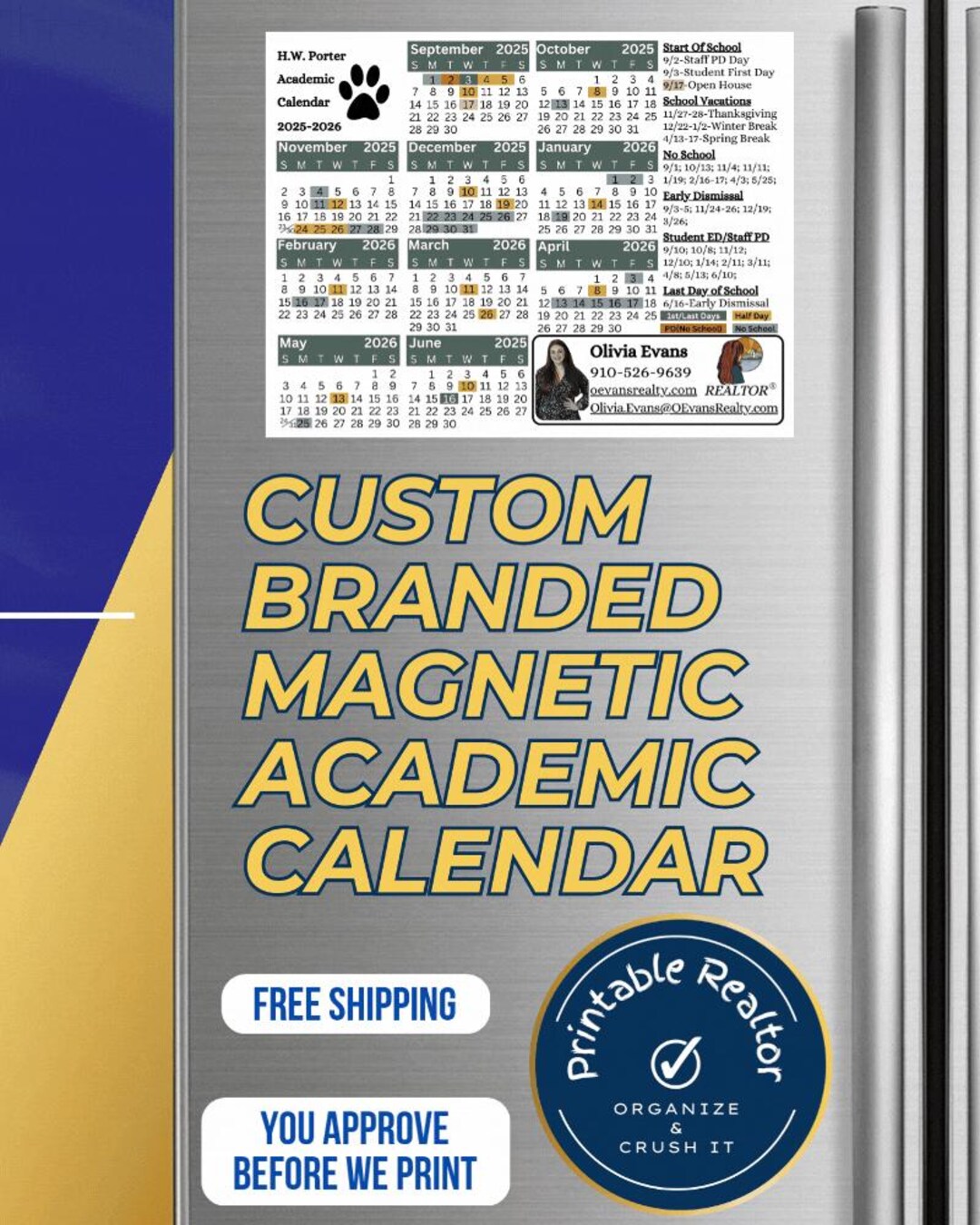 Branded School Calendar Canva Template for Realtors 2026-2027 - Etsy