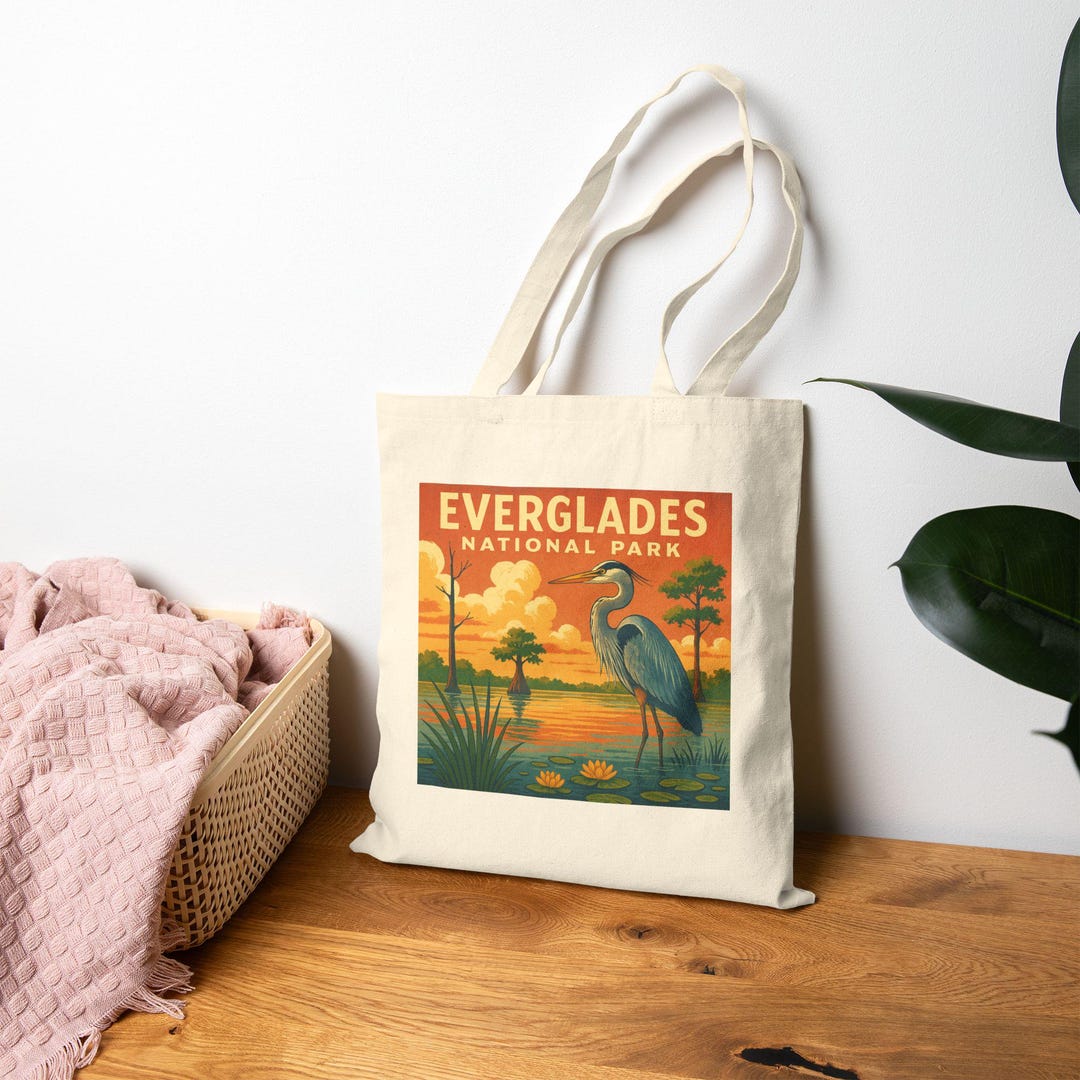 Everglades National Park Tote Bag - 15x16" Retro Florida Canvas Bag ...