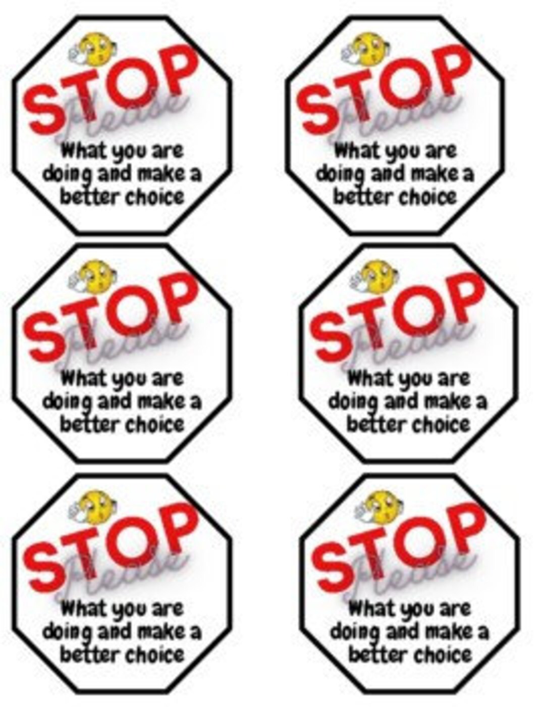 Stop and Re-think Your Behavior Signs to Hand Out to Students, While in ...