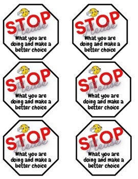 Stop and Re-think Your Behavior Signs to Hand Out to Students, While in ...
