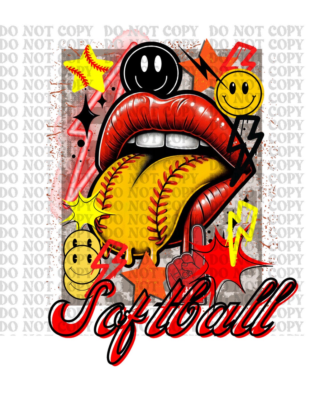 Retro Softball/collage/smileface/png - Etsy
