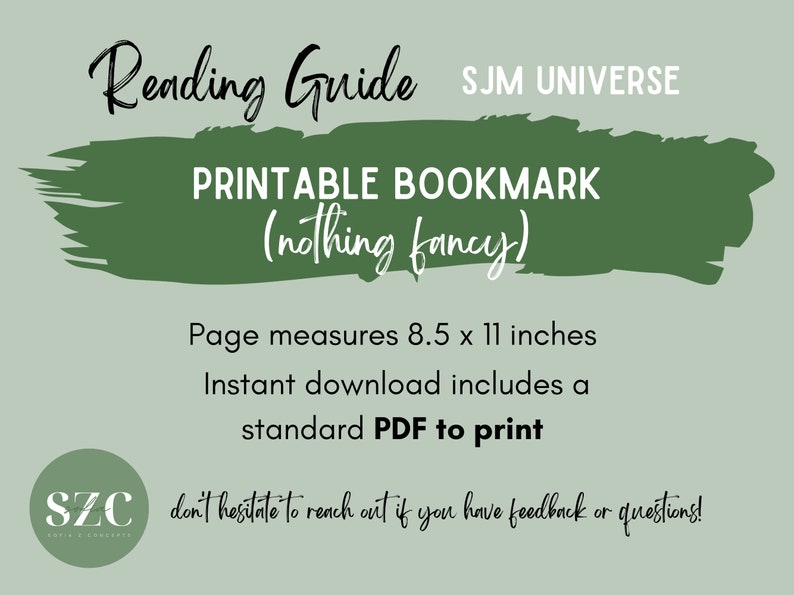 Digital Download - Printable Bookmark - for SJM Universe: Throne of ...