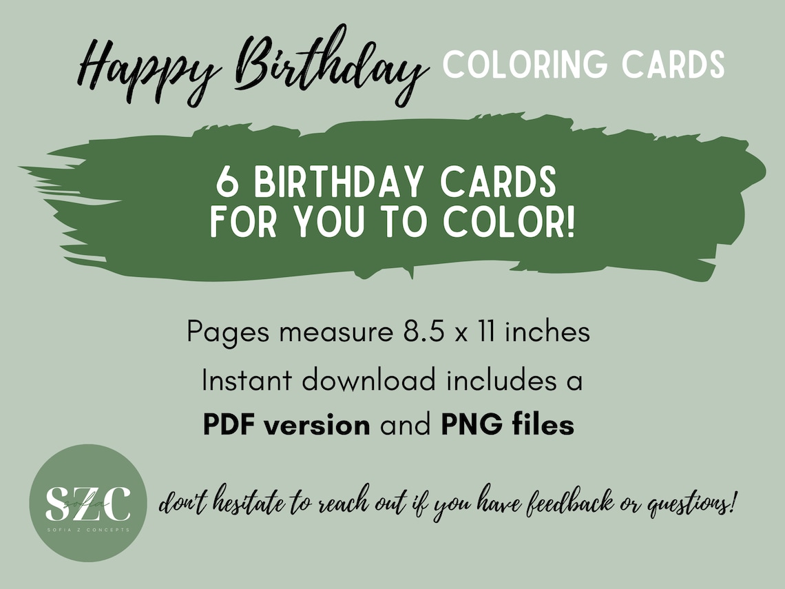 Printable Birthday Cards | Color Your Own Birthday Card | Digital ...