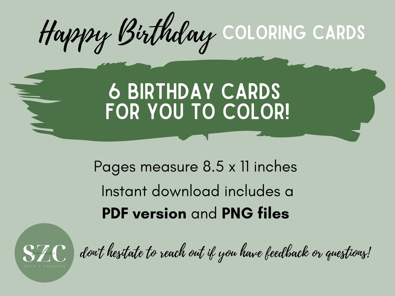 Printable Birthday Cards | Color Your Own Birthday Card | Digital ...