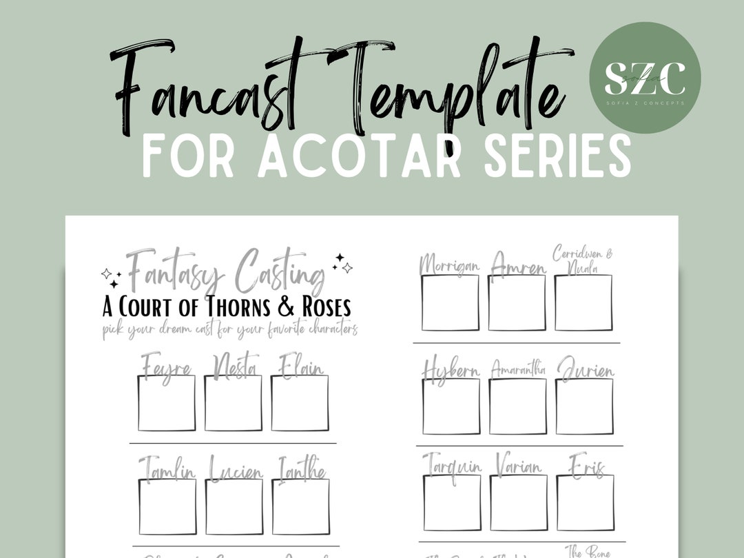 Digital Download Printable Template for ACOTAR Fancast Build Your Own ...