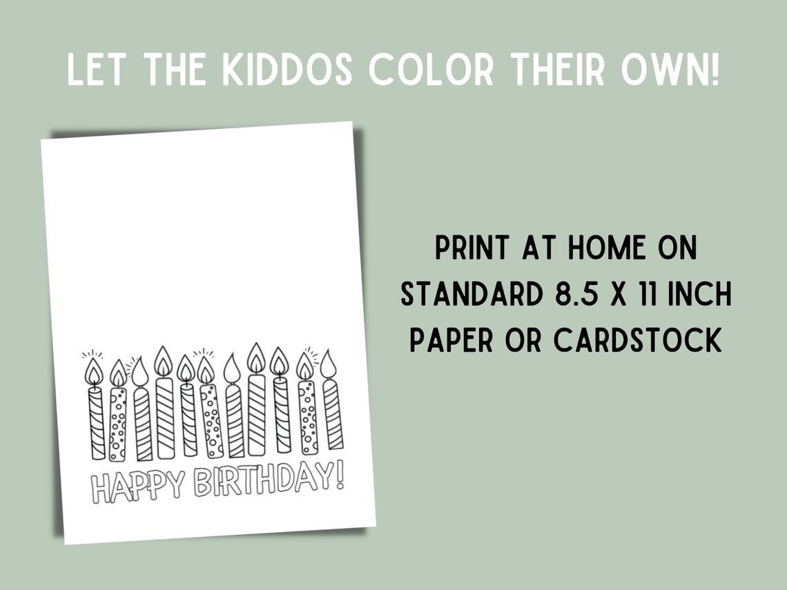 Printable Birthday Cards | Color Your Own Birthday Card | Digital ...
