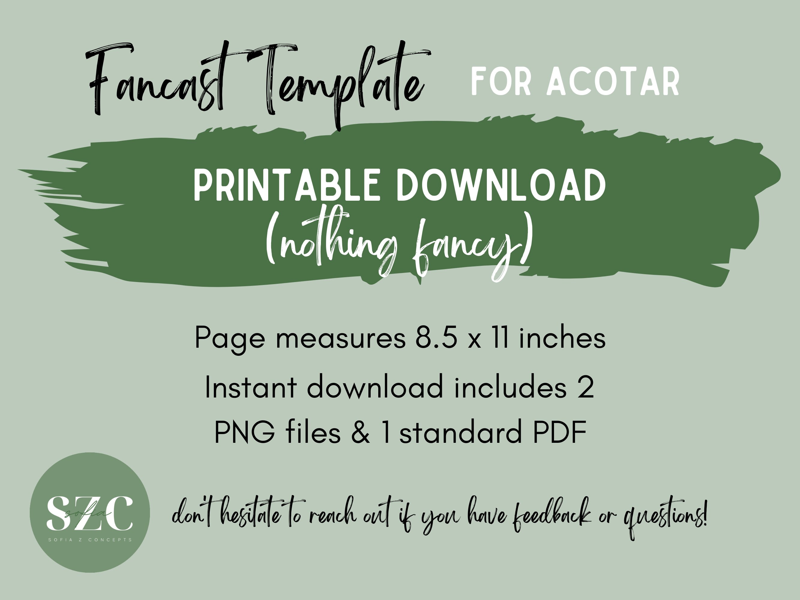 Digital Download Printable Template for ACOTAR Fancast Build Your Own ...
