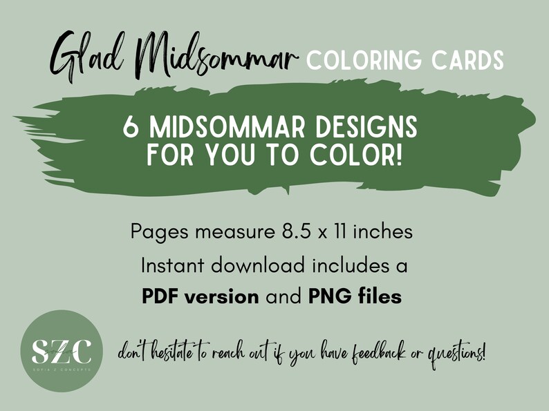Printable Coloring Pages | 6 Swedish Midsommar Designs | Digital ...
