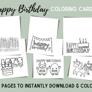 Printable Birthday Cards | Color Your Own Birthday Card | Digital ...
