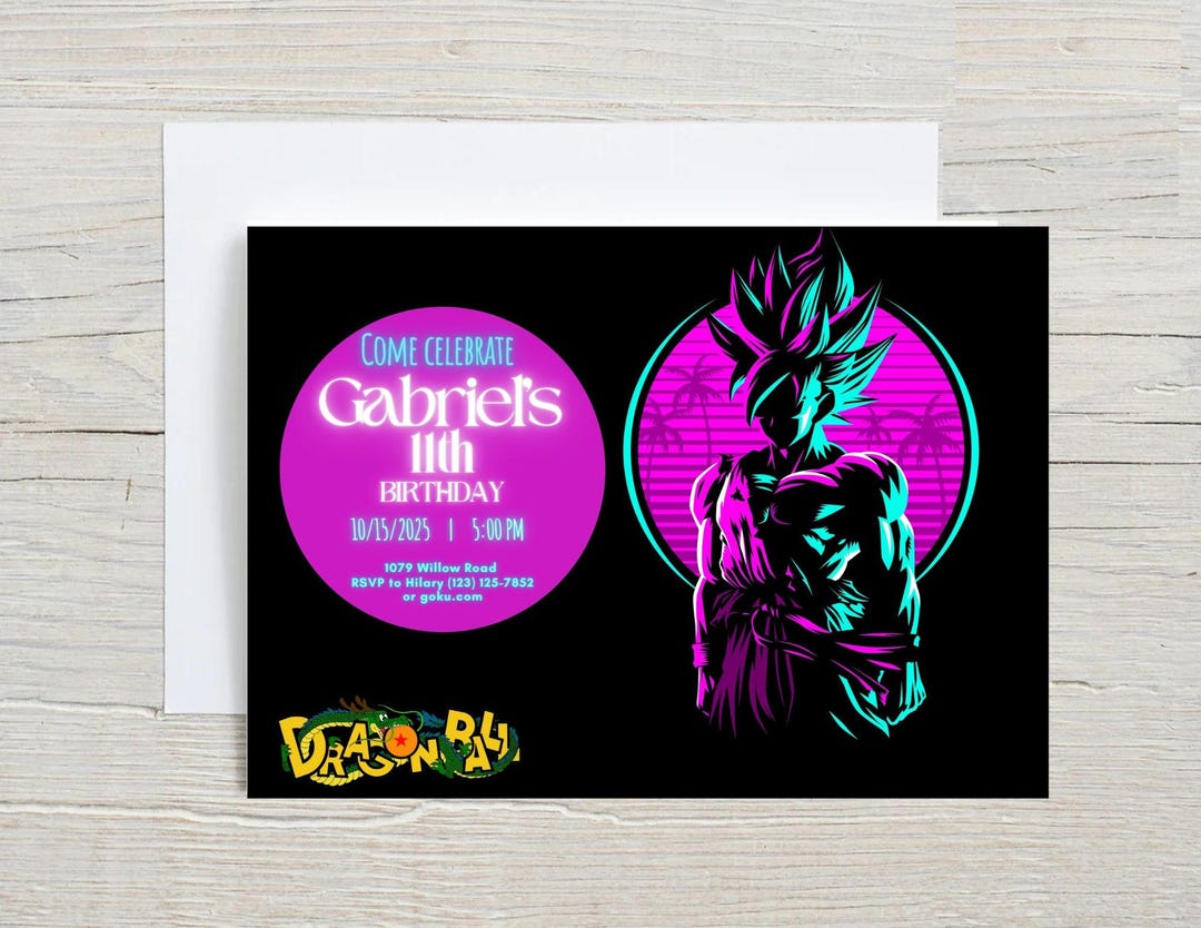 Dragon Ball Goku Birthday | Invitation | Editable Template | Digital ...