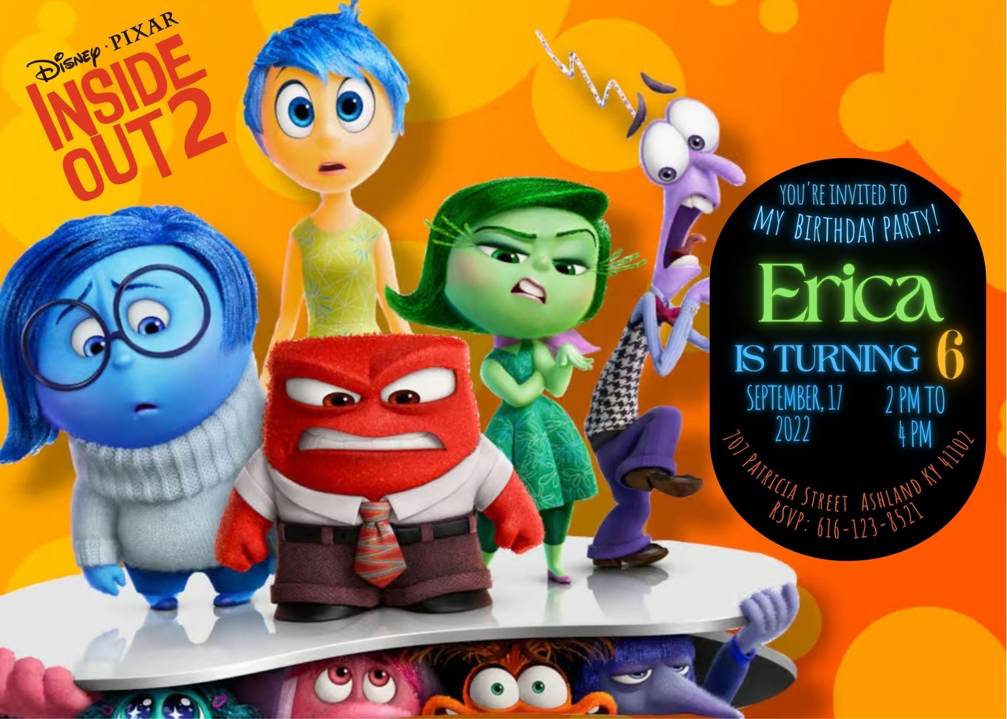 Inside Out 2 Birthday | Invitation | Editable Template | Digital ...