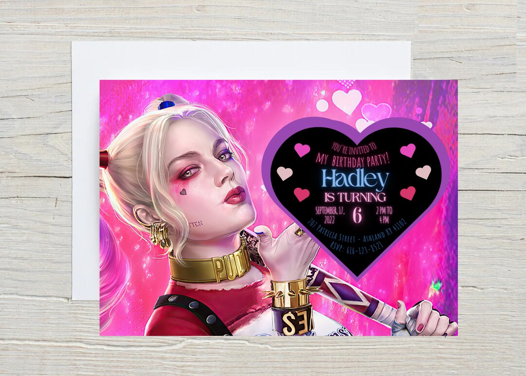 Harley Quinn Birthday | Invitation | Editable Template | Digital ...