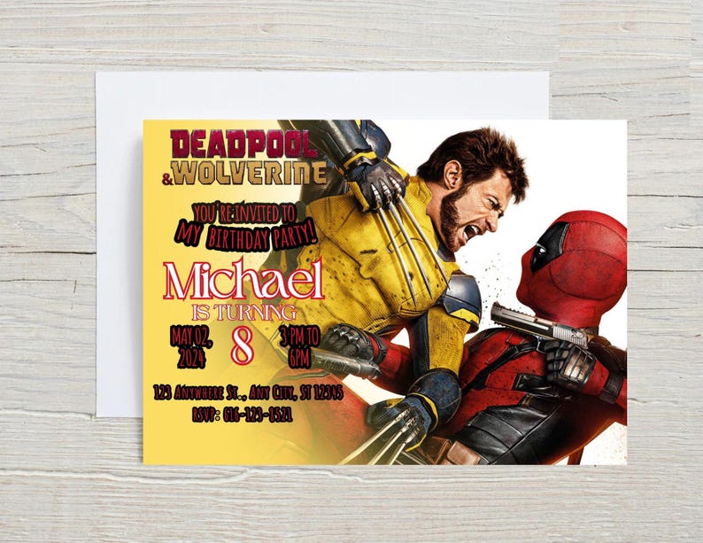 Invitación de cumpleaños de Deadpool y Wolverine / Plantilla editable ...